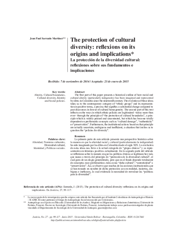 (PDF) The Protection of Cultural Diversity: Reflections on its Origins ...