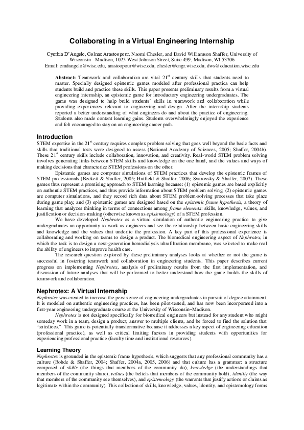 (PDF) Collaborating in a Virtual Engineering Internship