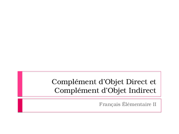 (PPT) Complément d objet direct et complément d objet indirect