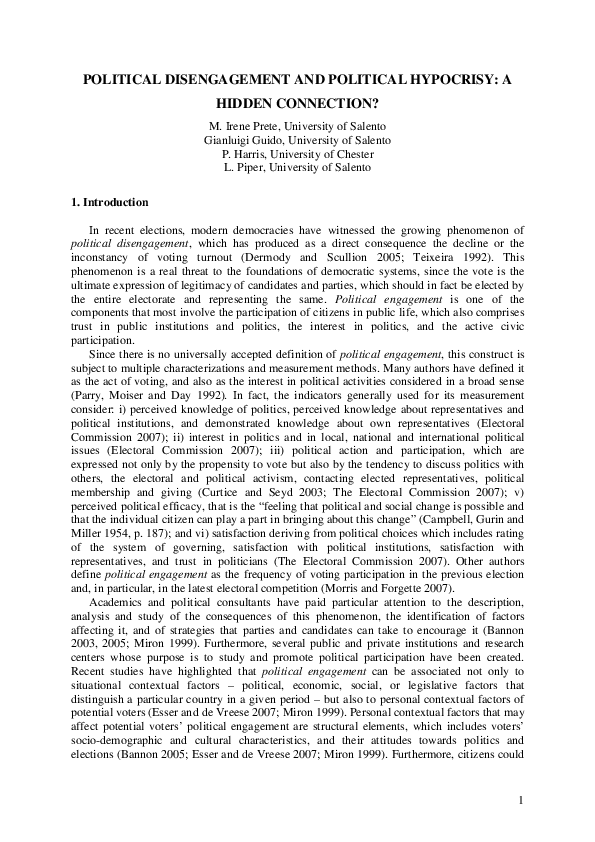 (PDF) POLITICAL DISENGAGEMENT AND POLITICAL HYPOCRISY: A HIDDEN ...