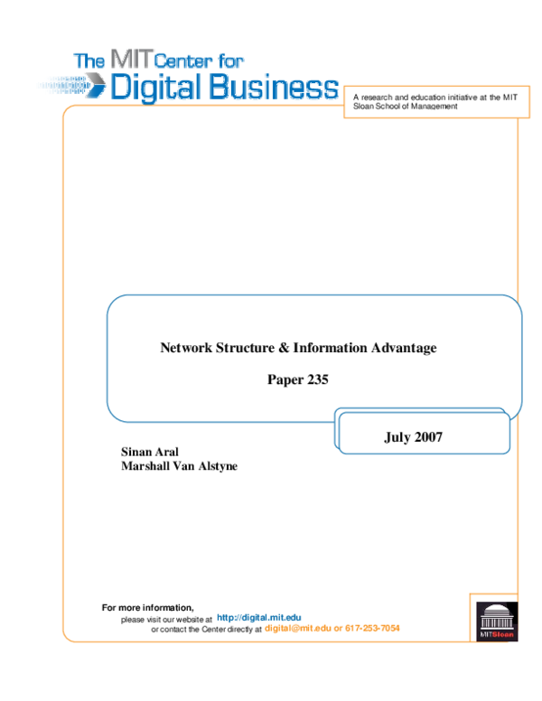 (PDF) Network Structure & Information Advantage