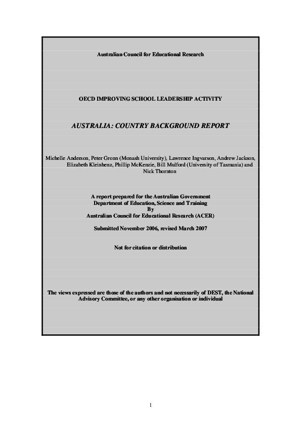 (PDF) AUSTRALIA: COUNTRY BACKGROUND REPORT