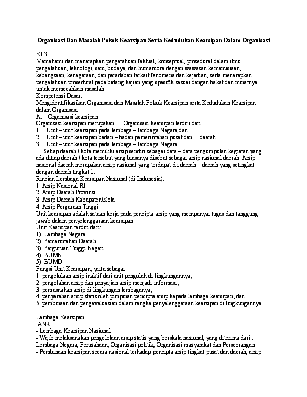 (DOC) Organisasi Kearsipan