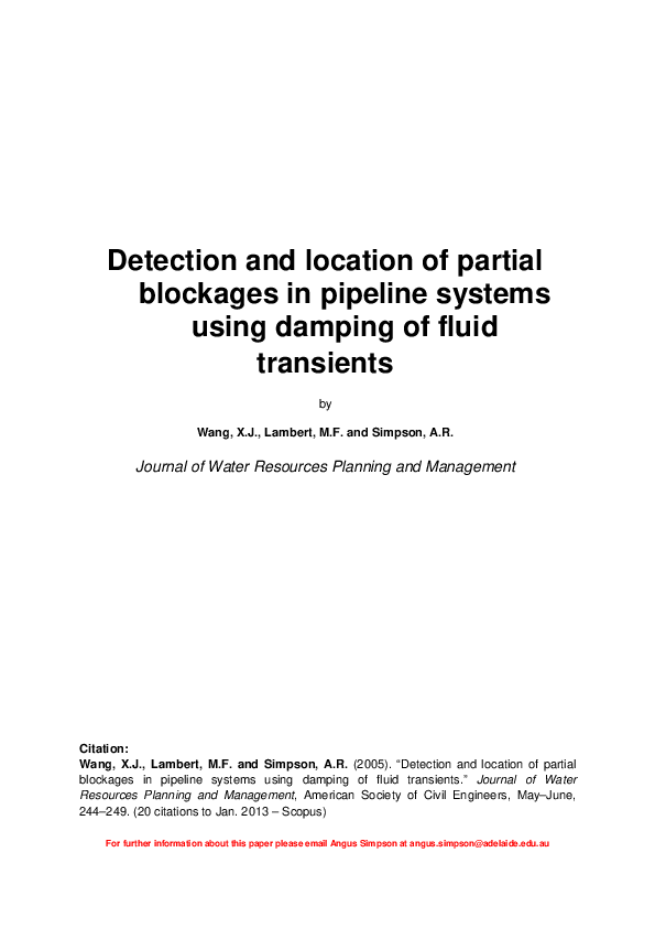 Pdf Detection And Location Of A Partial Blockage In A Pipeline Using