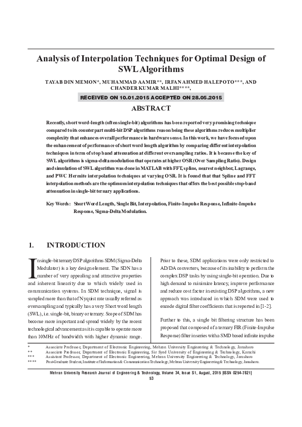 (PDF) Analysis of Interpolation Techniques for Optimal Design of SWL ...