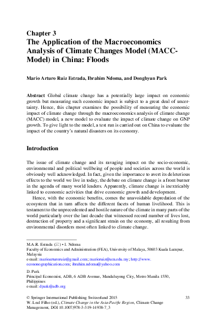 (PDF) The Application of the Macroeconomics Analysis of Climate Changes ...