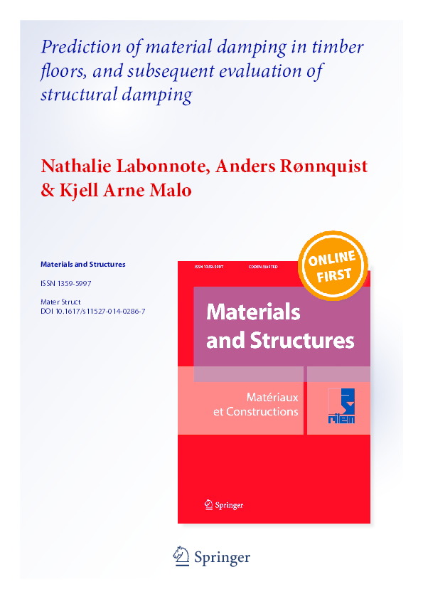 (PDF) Damping in Timber Structures | Nathalie Labonnote - Academia.edu