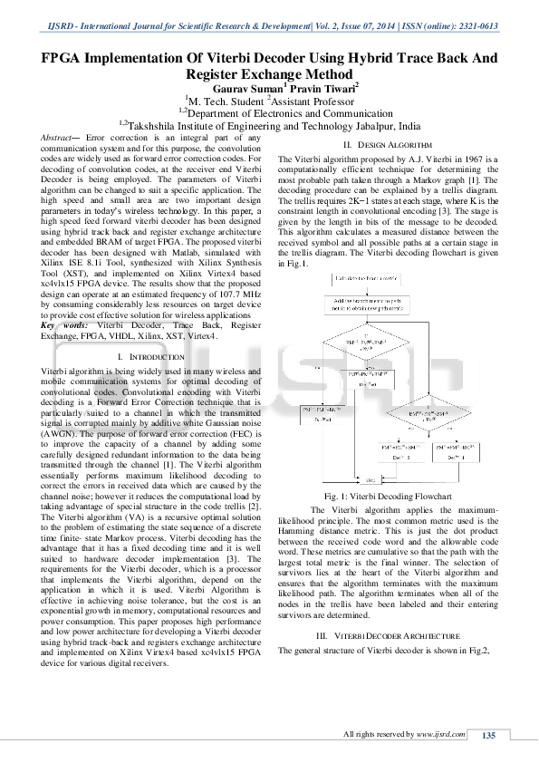 Pdf Fpga Implementation Of Viterbi Decoder Using Hybrid Trace Back