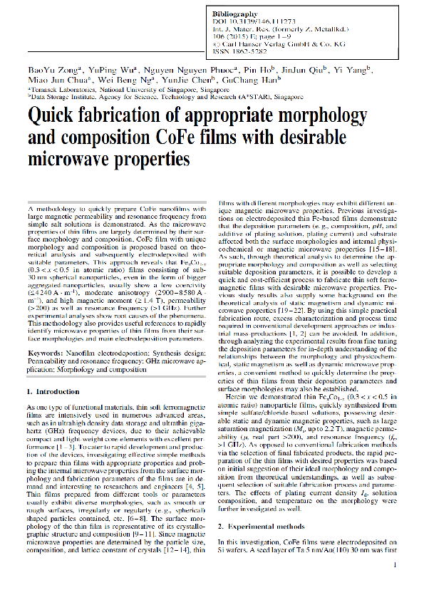 (PDF) Quick fabrication of appropriate morphology and composition CoFe ...