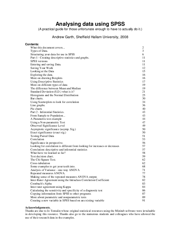 (PDF) Analysis of data using SPSS