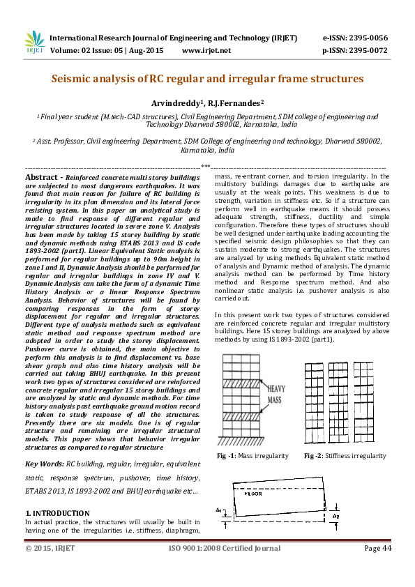 (PDF) IRJET-Seismic analysis of RC regular and irregular frame structures