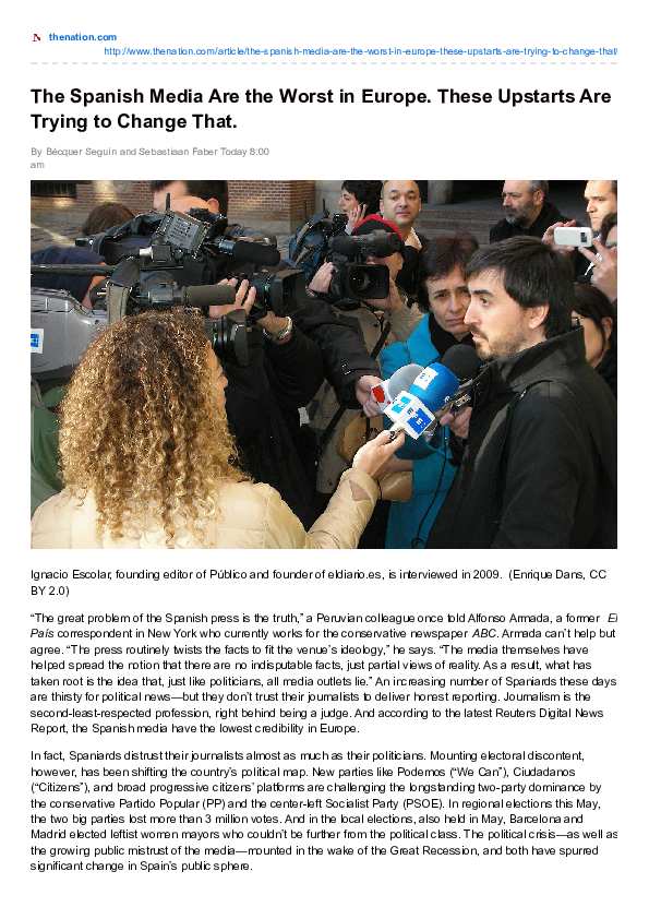 (PDF) "The Spanish Media Are the Worst in Europe. These Upstarts Are ...