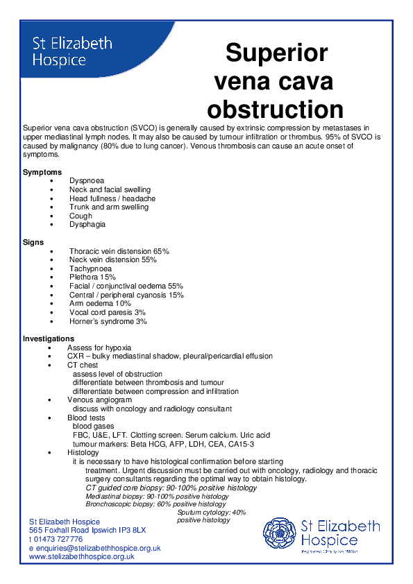 (PDF) Superior vena cava obstruction
