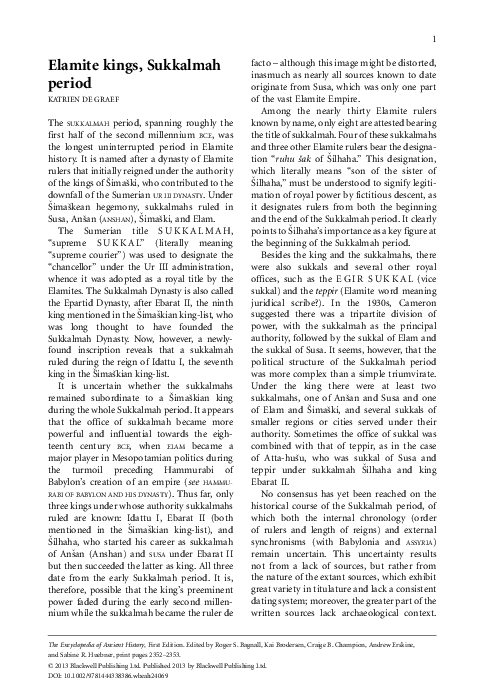 (PDF) Elamite kings, sukkalmah period