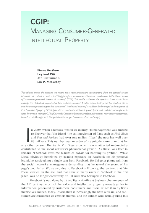 (PDF) CGIP: Managing Consumer Generated Intellectual Property