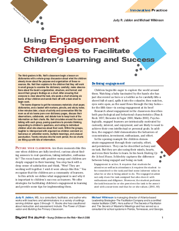 (PDF) Using Engagement Strategies to Facilitate Children's Learning and ...