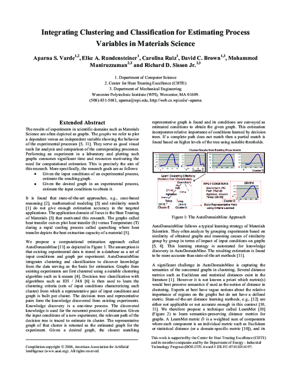 Pdf Integrating Clustering And Classification For Estimating Process