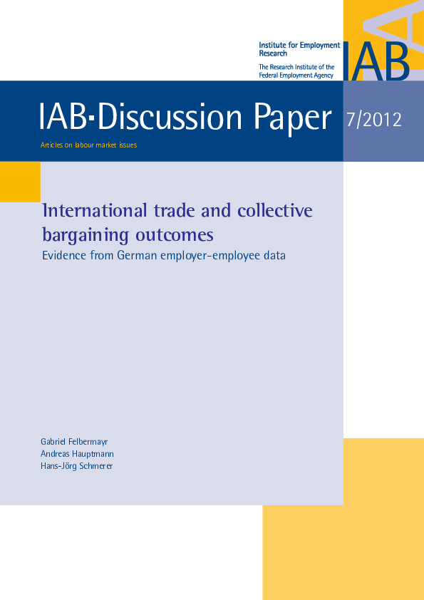 (PDF) International trade and collective bargaining outcomes : Evidence ...