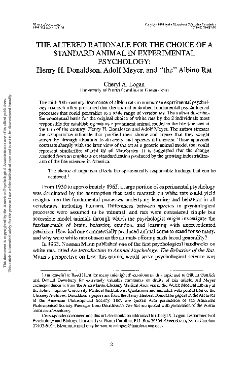 (PDF) The altered rationale for the choice of a standard animal in ...