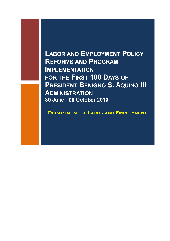 (PDF) Labor and Employment Policy Reforms and Program Implementation ...