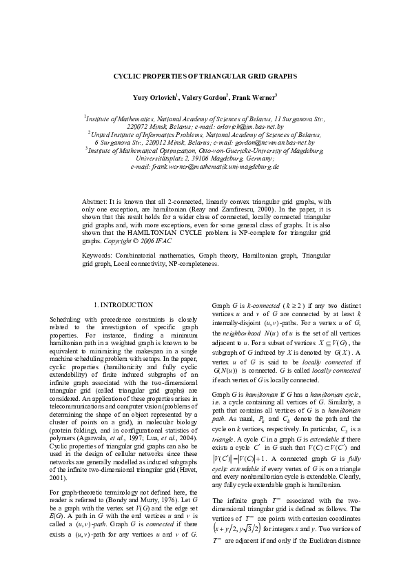 (PDF) Cyclic properties of triangular grid graphs