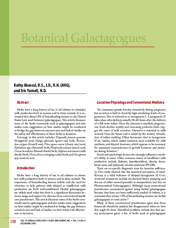 (PDF) Botanical galactagogues