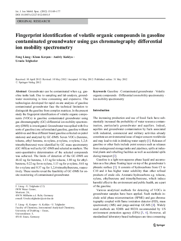 (PDF) Fingerprint identification of volatile organic compounds in ...