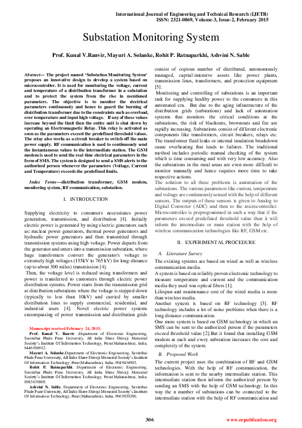 (PDF) Substation Monitoring System (PDF) Substation Monitoring System