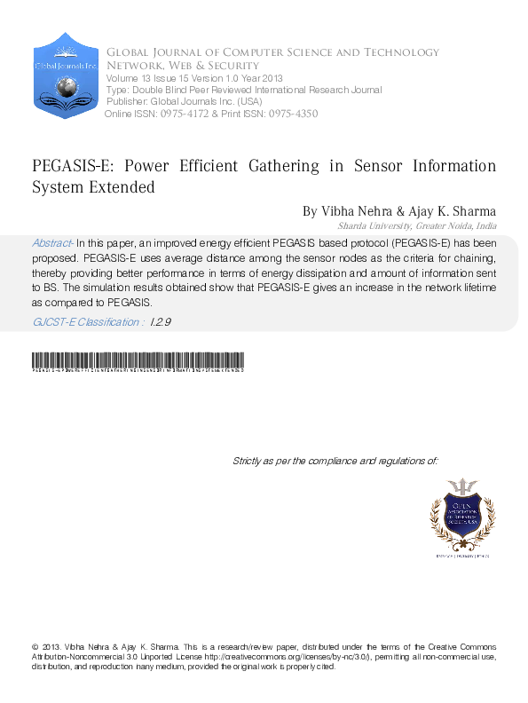 (PDF) PEGASIS-E: Power Efficient Gathering in Sensor Information System Extended