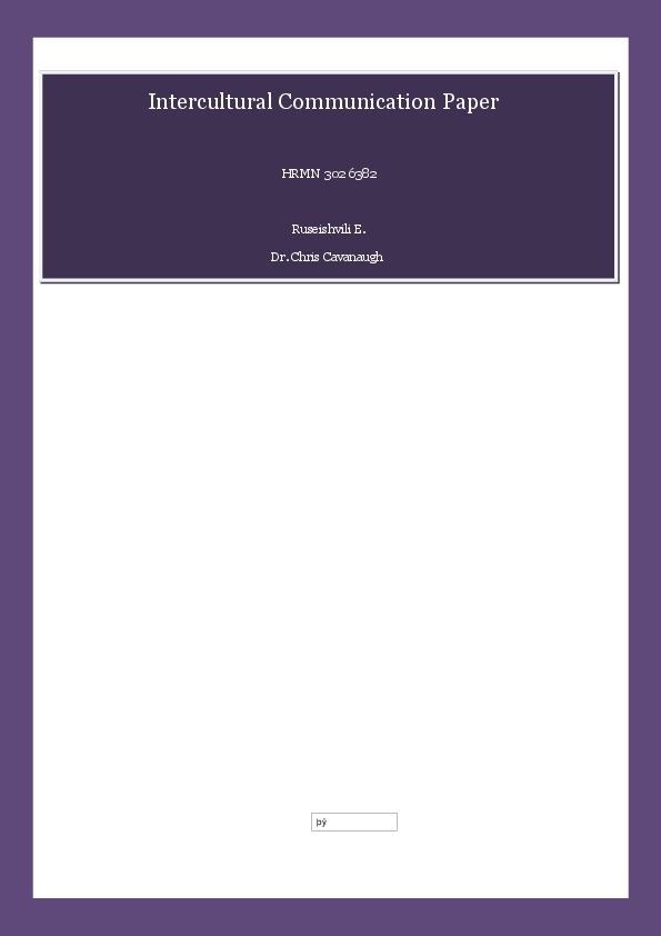 (DOC) Intercultural Communication Paper | Kate Ruseishvili - Academia.edu