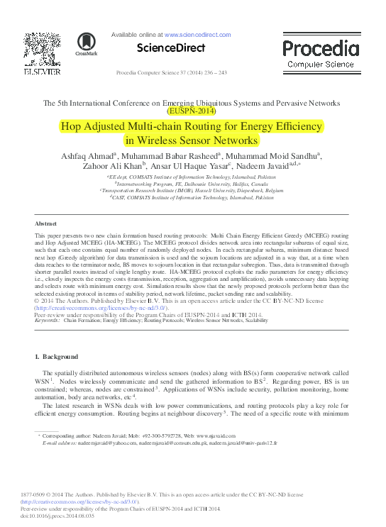 Hop Adjusted Multi-chain Routing for Energy Efficiency in Wireless Sensor Networks