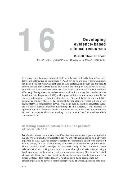 Developing Evidence-Based Clinical Resources Developing Evidence-Based Clinical Resources