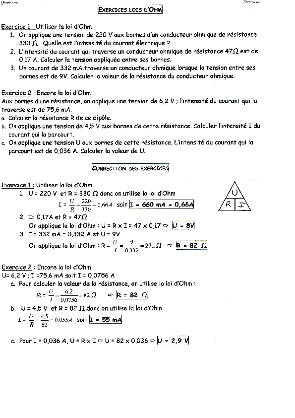(PDF) Pdf Exercices resolus sur la loi d Ohm