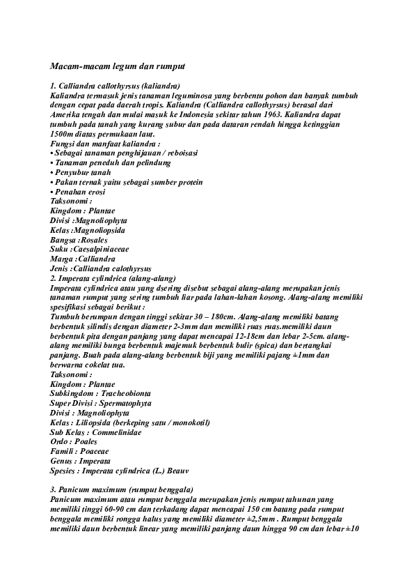 (DOC) Macam-macam legum dan rumput