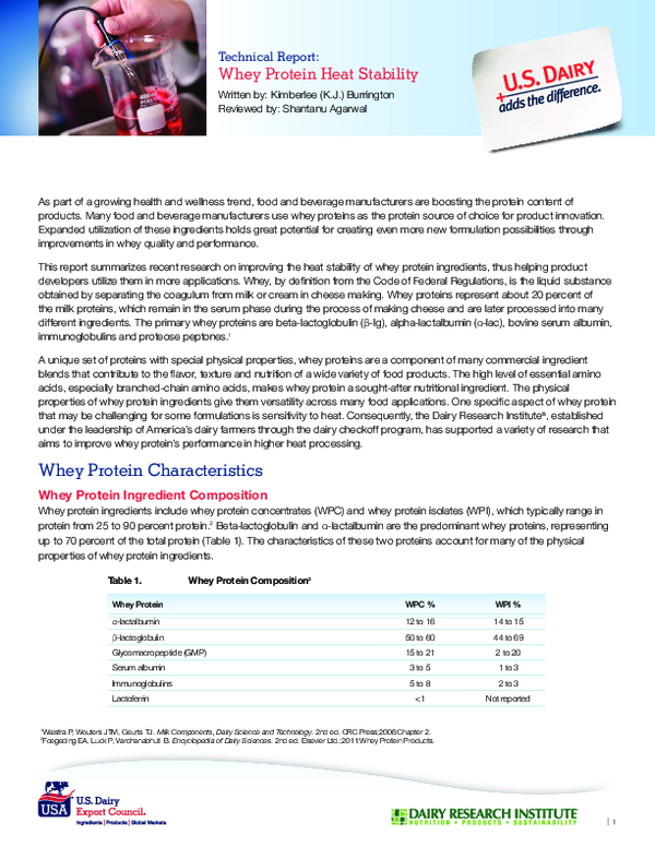 (PDF) Technical Report: Whey Protein Heat Stability