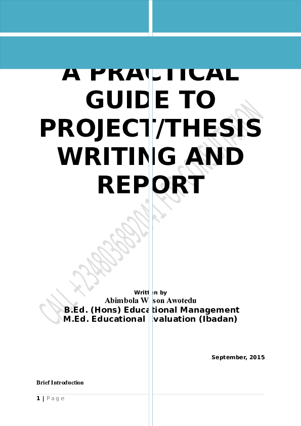 (DOC) A PRACTICAL GUIDE TO PROJECT/THESIS WRITING AND REPORT