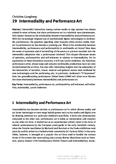 Intermediality and Performance Art