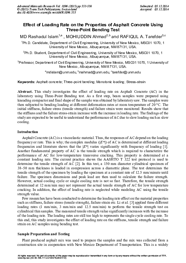 (PDF) Effect of Loading Rate on the Properties of Asphalt Concrete ...