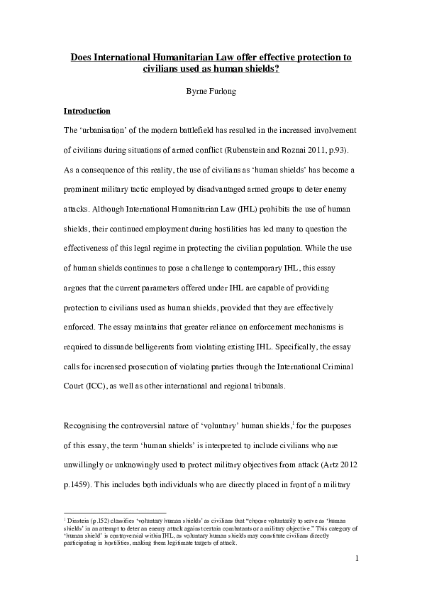 (PDF) Does International Humanitarian Law offer effective protection to ...