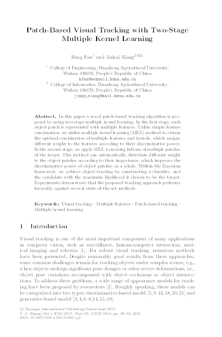 (PDF) Patch-Based Visual Tracking with Two-Stage Multiple Kernel Learning