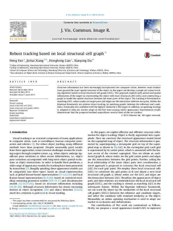 (PDF) Robust tracking based on local structural cell graph