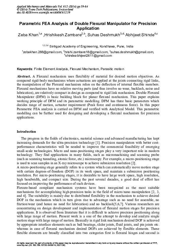 (PDF) Parametric FEA Analysis of Double Flexural Manipulator for ...