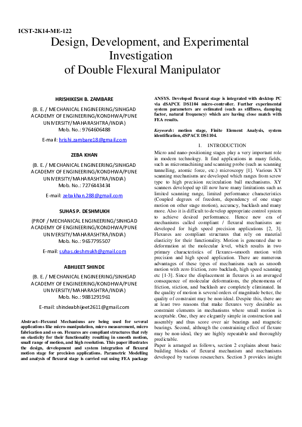 (PDF) Design, Development, and Experimental Investigation of Double ...