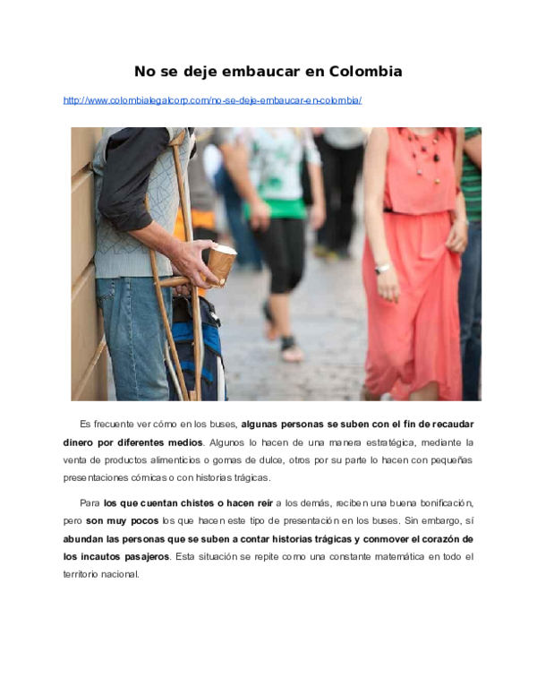 (DOC) No se deje embaucar en Colombia