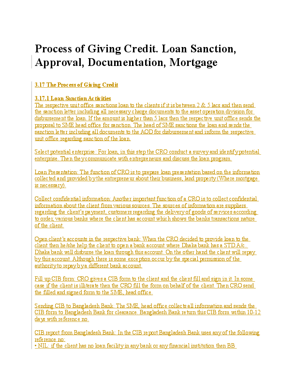 (DOC) Process of Giving Credit. Loan Sanction, Approval, Documentation ...