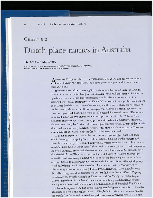 (PDF) Dutch Place names in Australia: In Peters, N., (ed). 2005. The ...