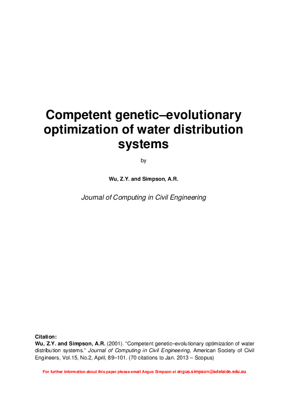 (PDF) Competent genetic–evolutionary optimization of water distribution systems