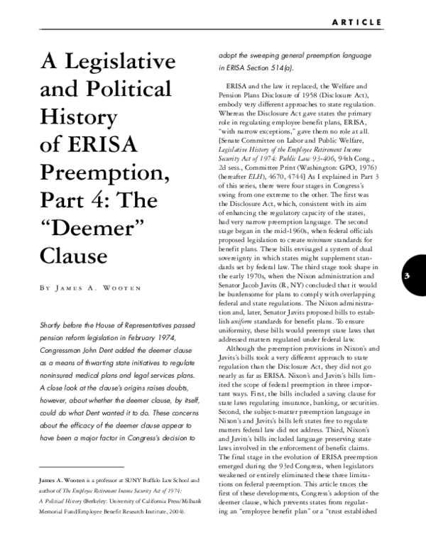 (PDF) A Legislative and Political History of ERISA Preemption, Part 4 ...