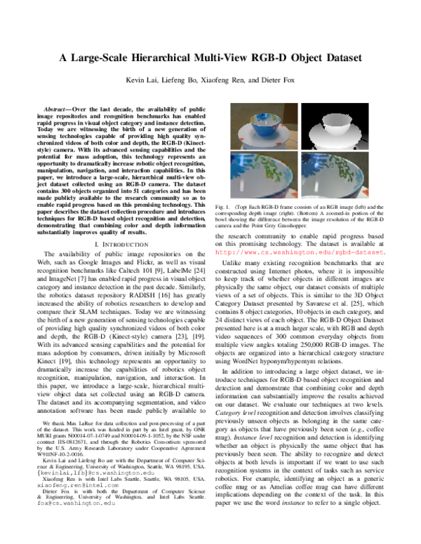 Pdf A Large Scale Hierarchical Multi View Rgb D Object Dataset