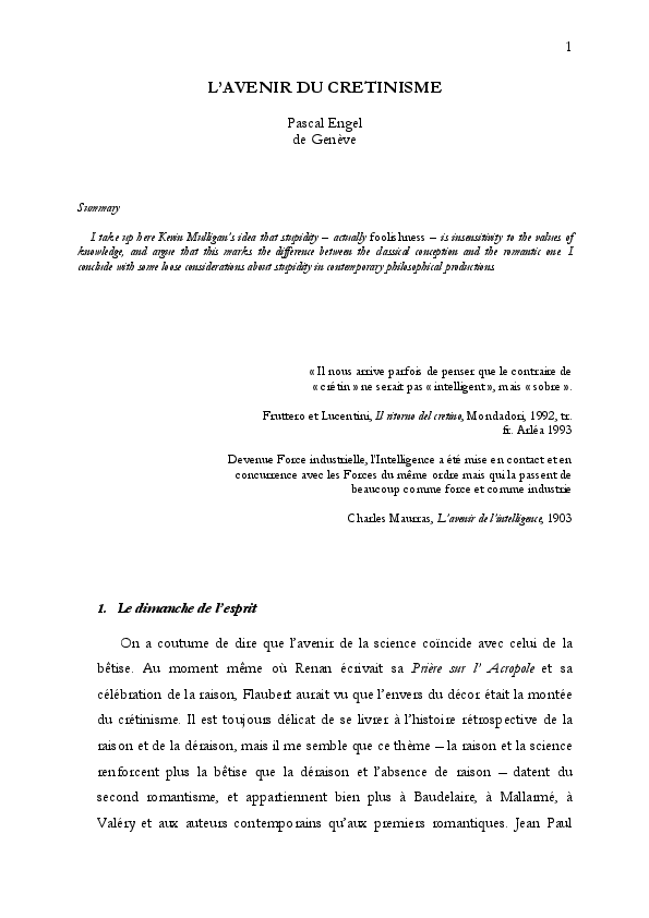 l'avenir du crétinisme